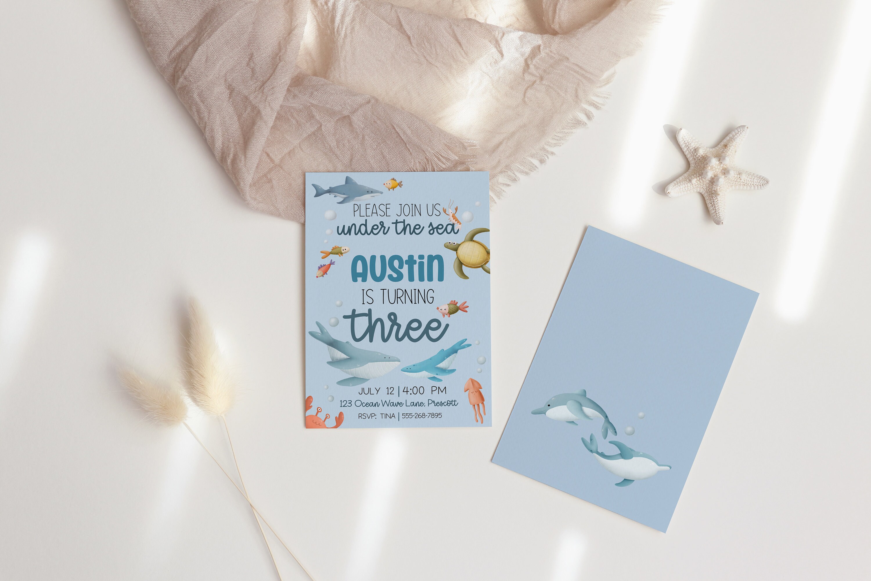 EDITABLE Under the Sea Birthday 3rd Birthday Invitation Ocean Bday Pool ...