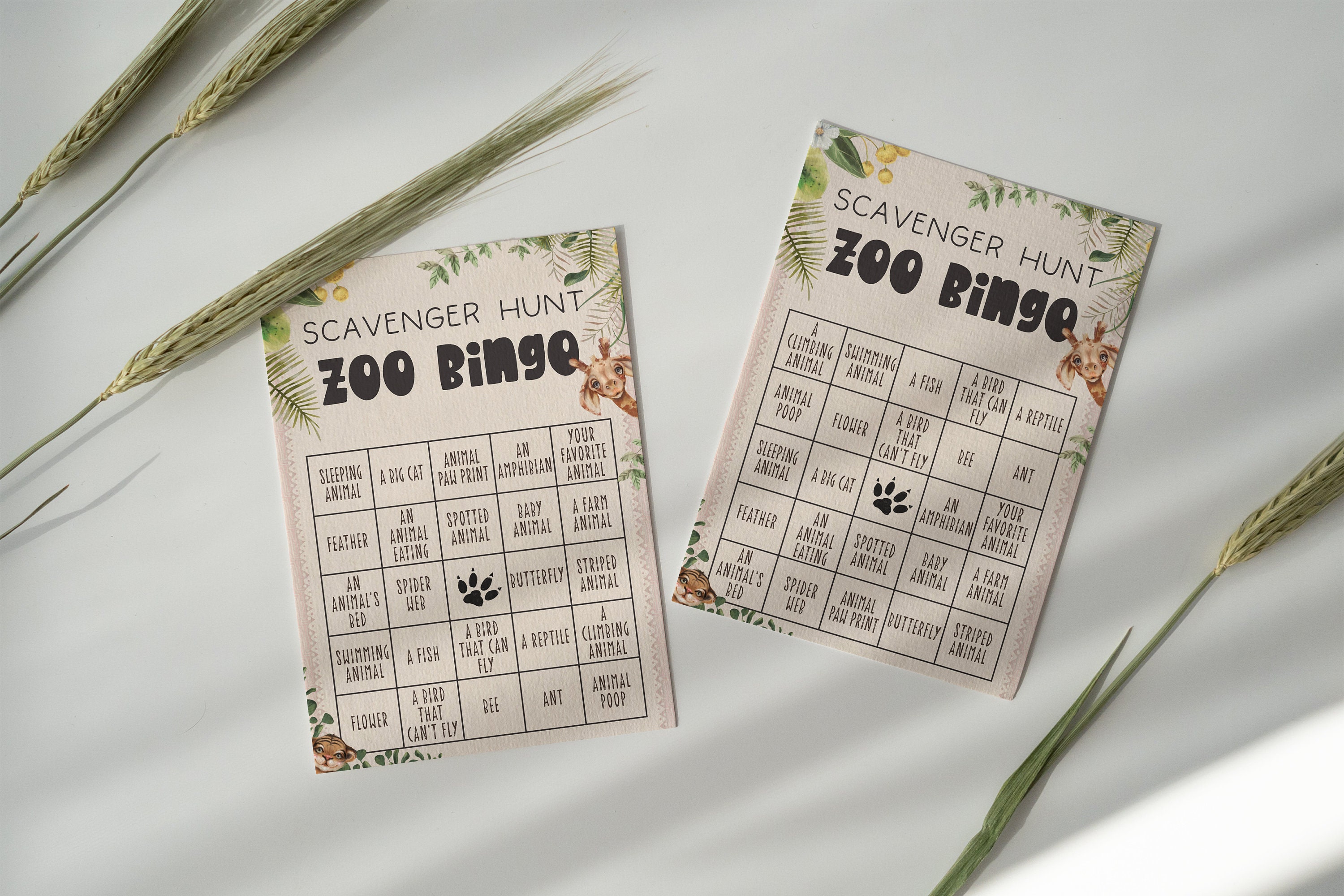Zoo Scavenger Hunt Bingo Game | Birthday Party | Safari Birthday ...