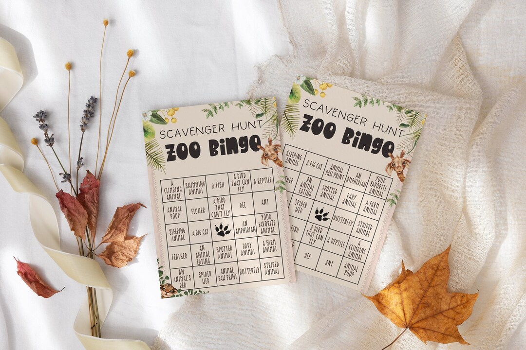 Zoo Scavenger Hunt Bingo Game | Birthday Party | Safari Birthday ...