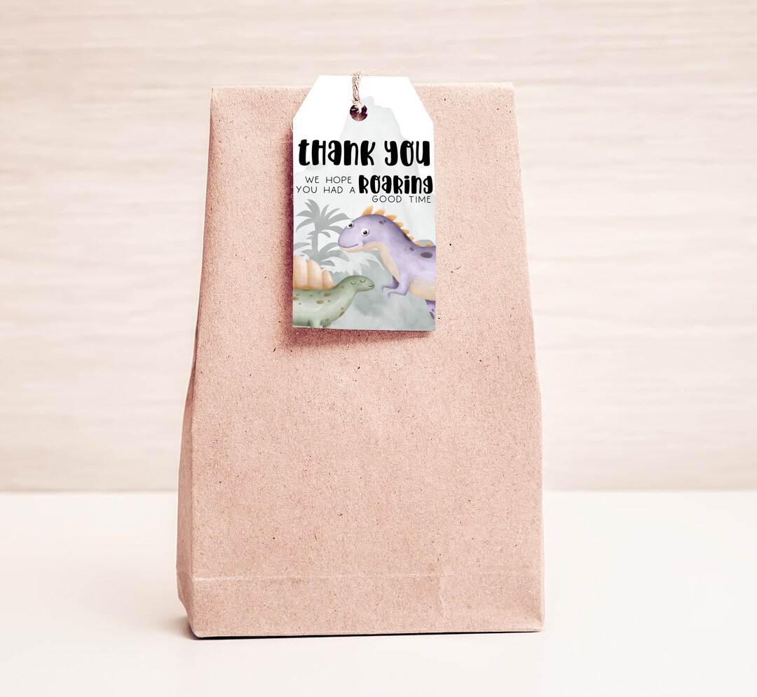 Dinosaur Party Favor Tag | Dino Thank You | Boy Birthday | Dinosaur ...