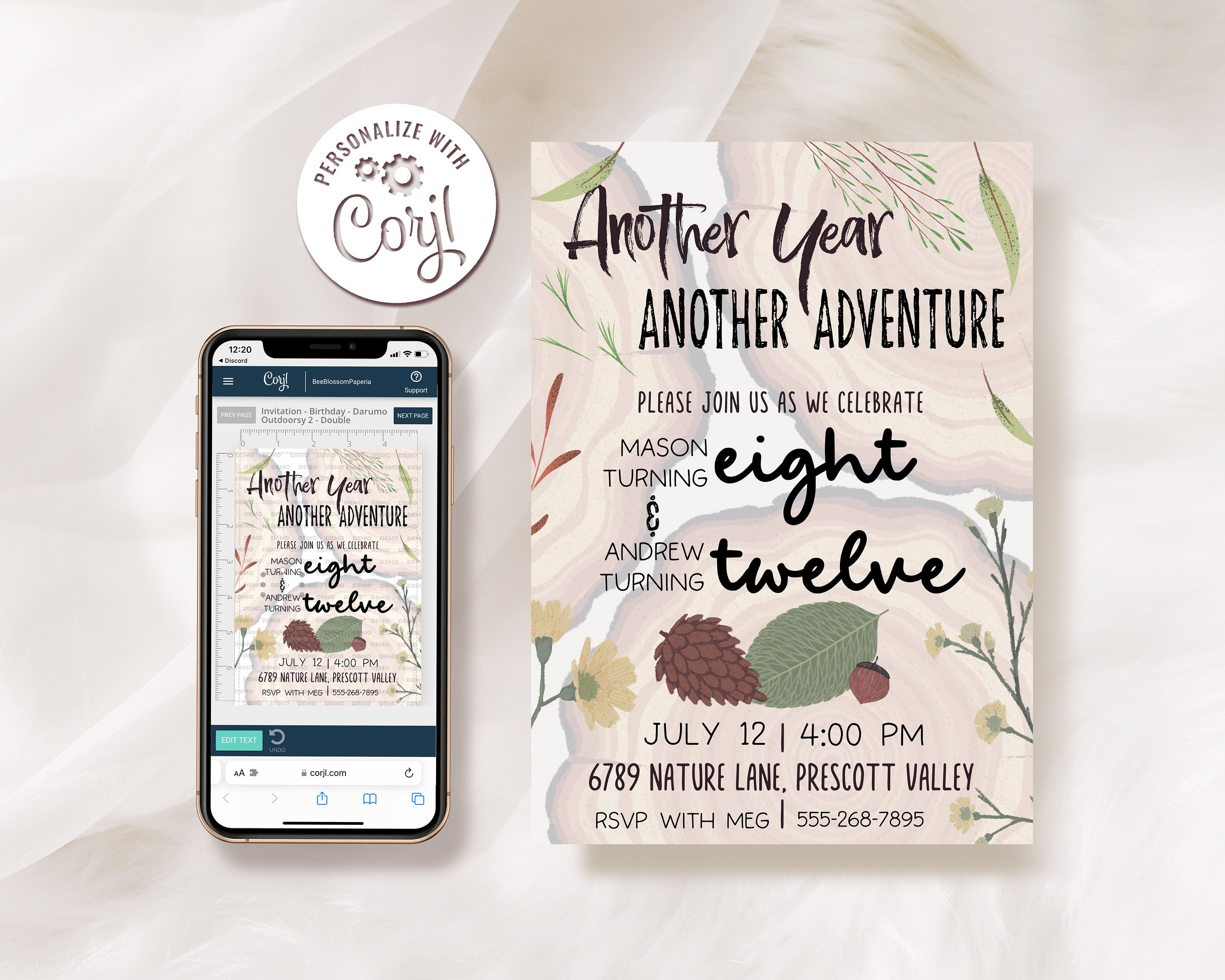 EDITABLE Outdoorsy Birthday Party Invitation for Two Nature Bday Invite ...