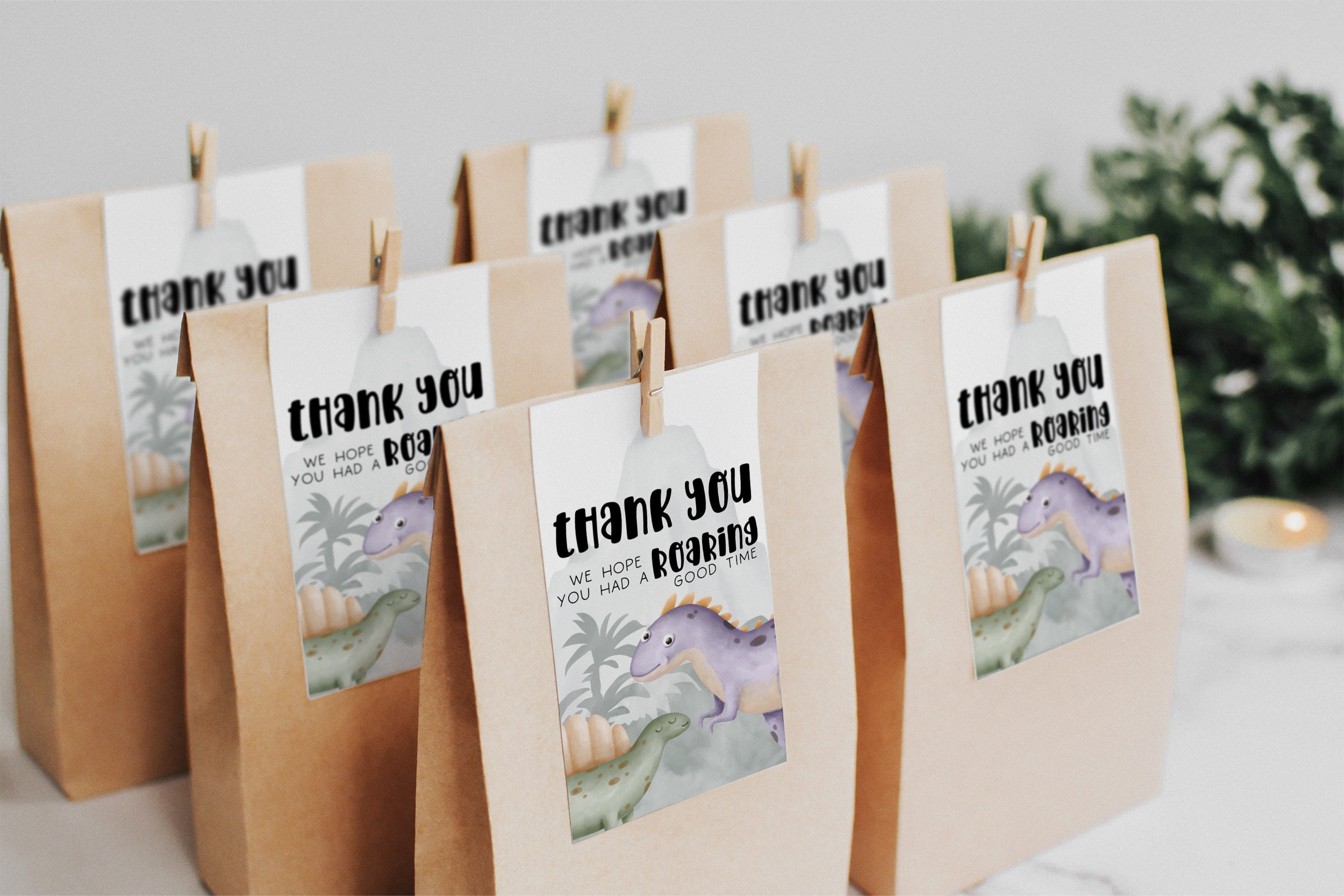 Dinosaur Party Favor Tag Dino Thank You Boy Birthday - Etsy