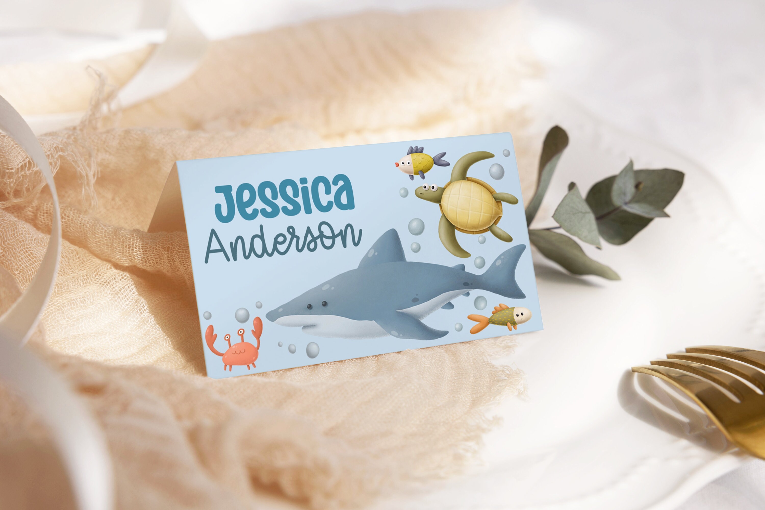 Editable Under the Sea Place Cards Ocean Food Labels Shark Birthday ...