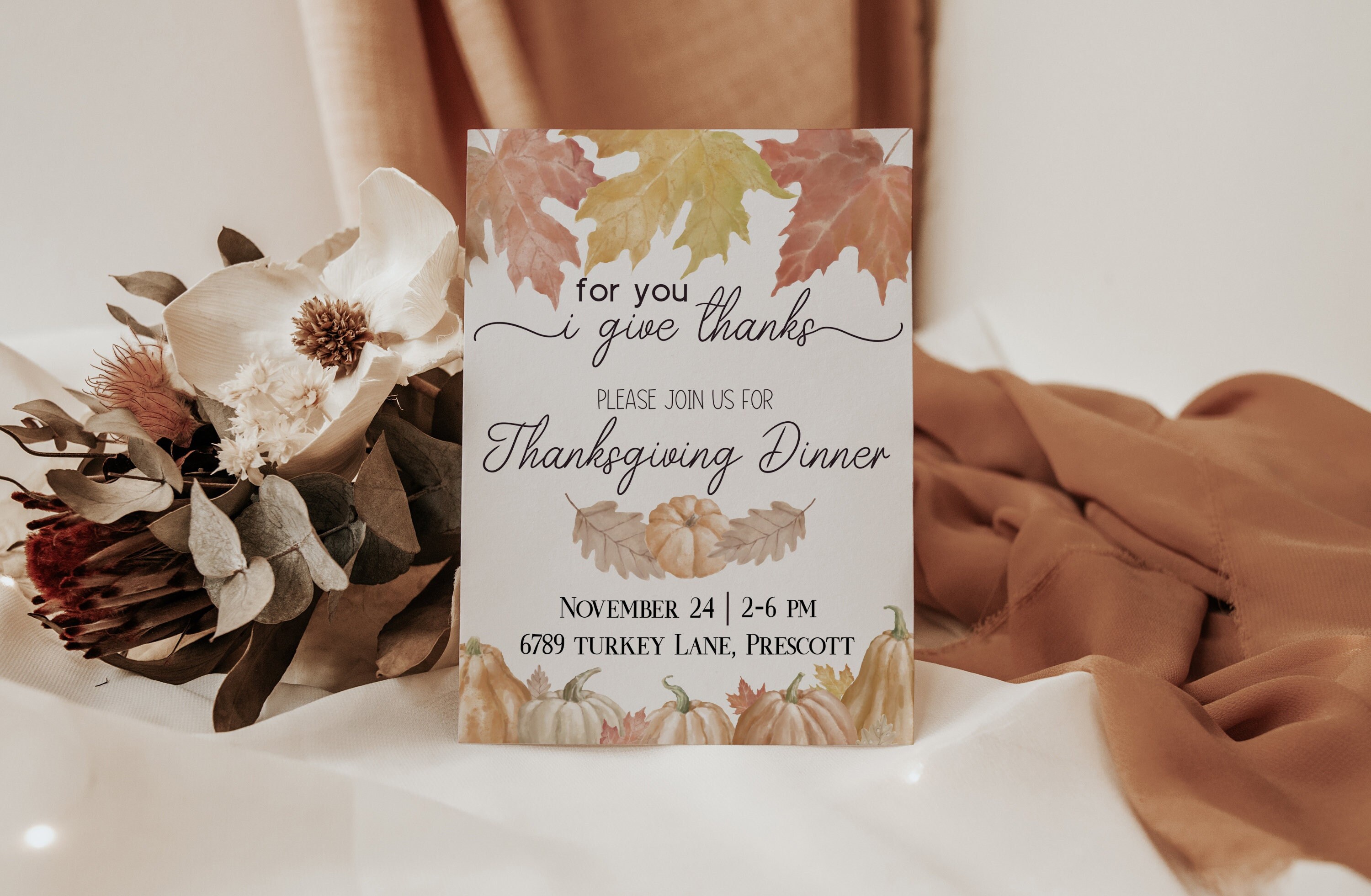 EDITABLE Thanksgiving Party Invitation Give Thanks - Etsy