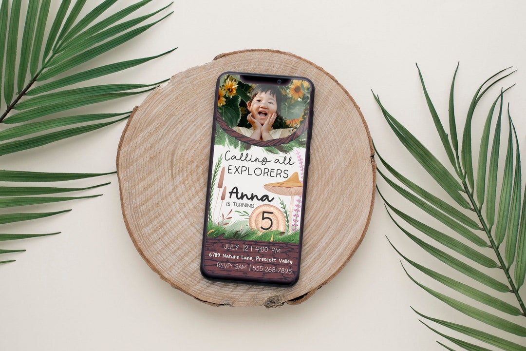 EDITABLE Nature Picture Birthday Party Evite Kids Outdoorsy Photo ...