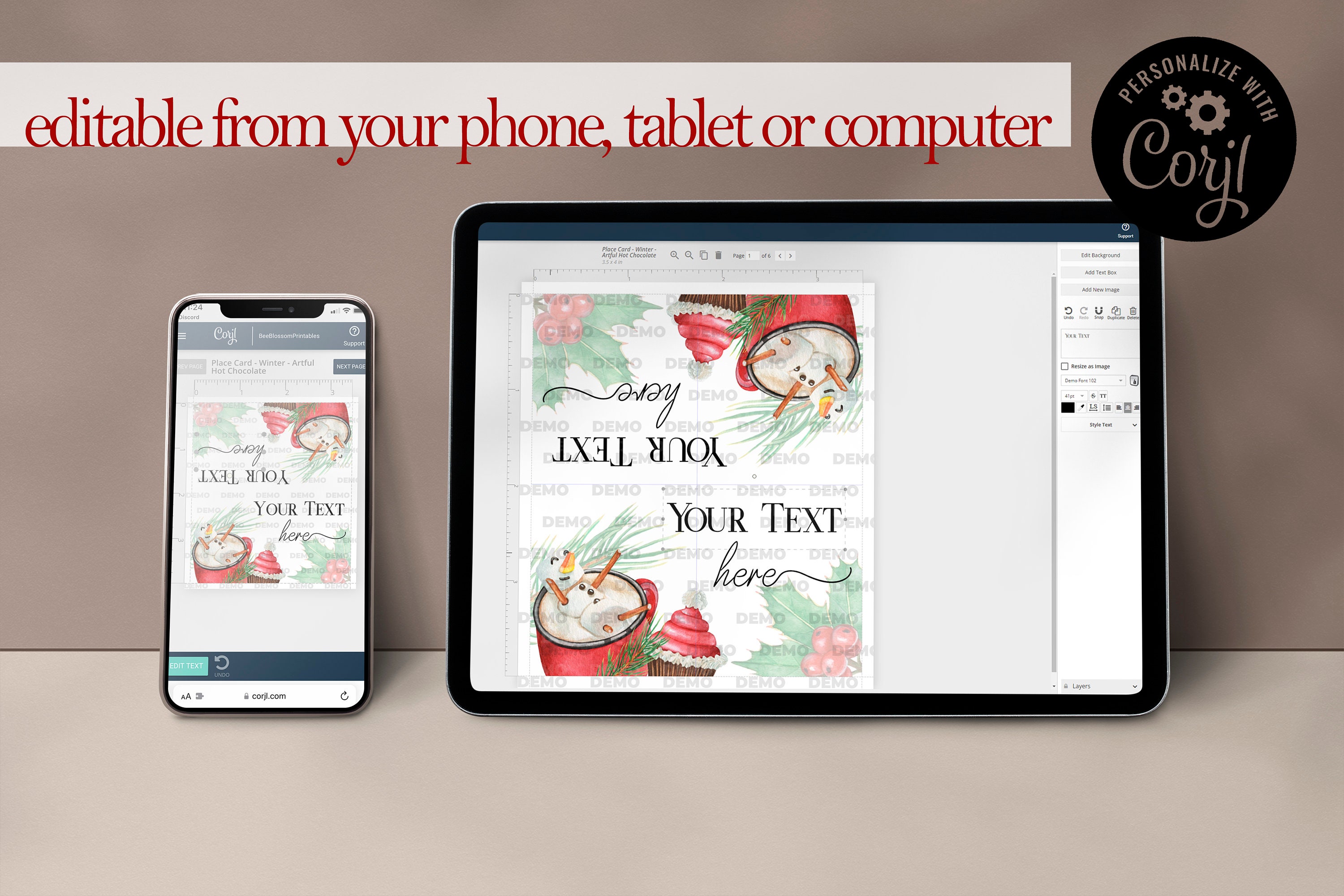 Editable Christmas Place Cards | Holiday Food Labels | Hot Cocoa ...