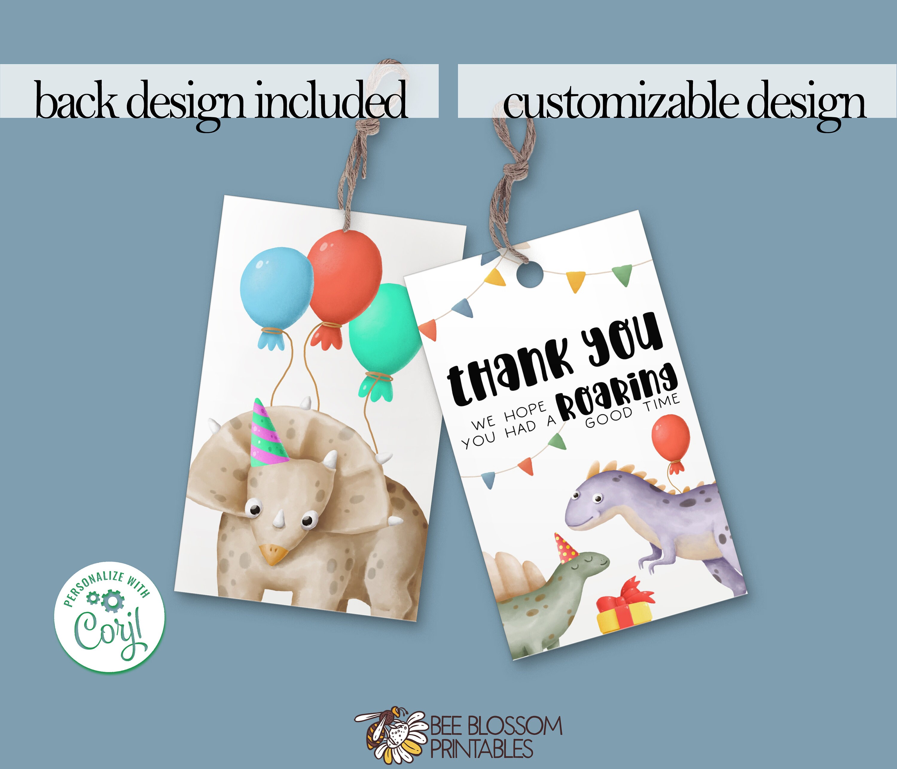 Dinosaur Party Favor Tag Dino Thank You Boy Birthday Dinosaur Gift Tag ...