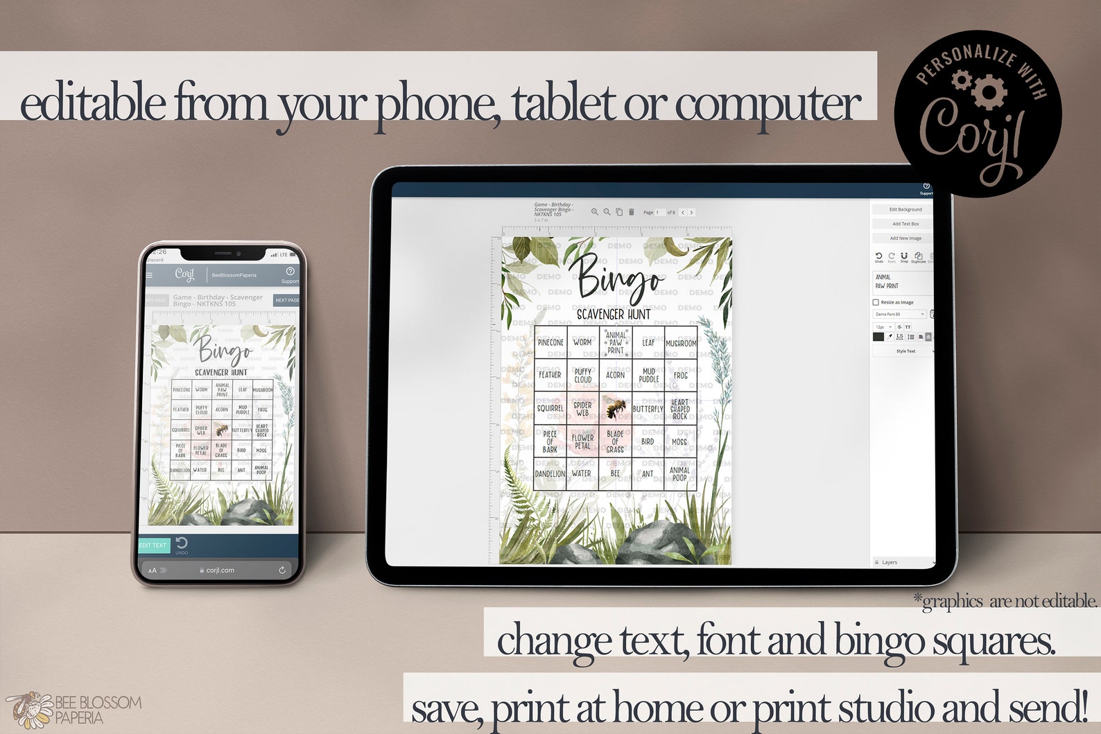 Wildflowers Scavenger Hunt Bingo Game | Birthday Party | Woodland ...