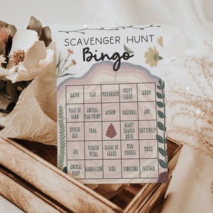 Nature Scavenger Hunt Bingo Game | Birthday Party | Woodsy Outdoorsy ...