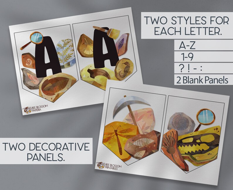 Fossil Alphabet Banner | A to Z | Letters A-Z | Dino Bedroom Decoration ...