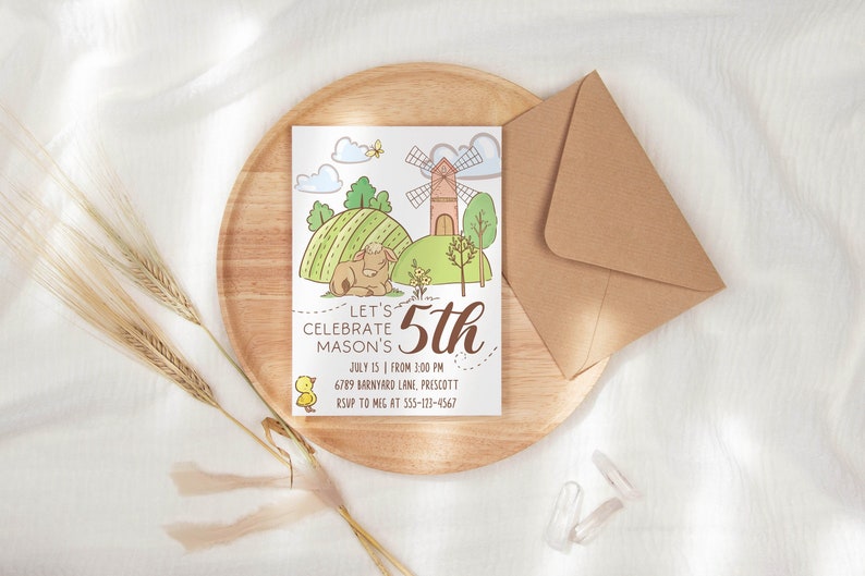 EDITABLE Farm Birthday Party Invitation Ranch Bday Homestead Invite Cow ...