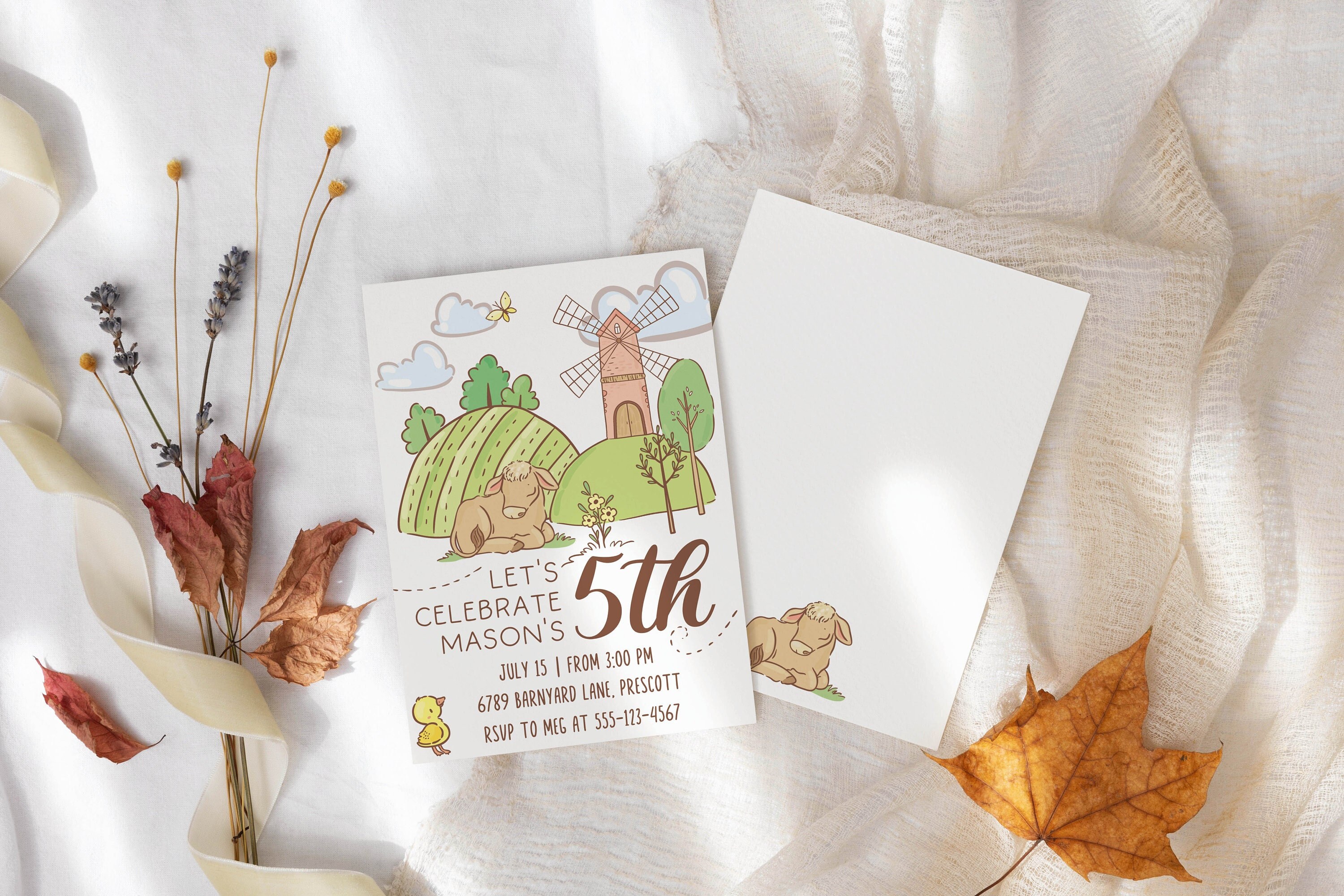 EDITABLE Farm Birthday Party Invitation Ranch Bday Homestead Invite Cow ...