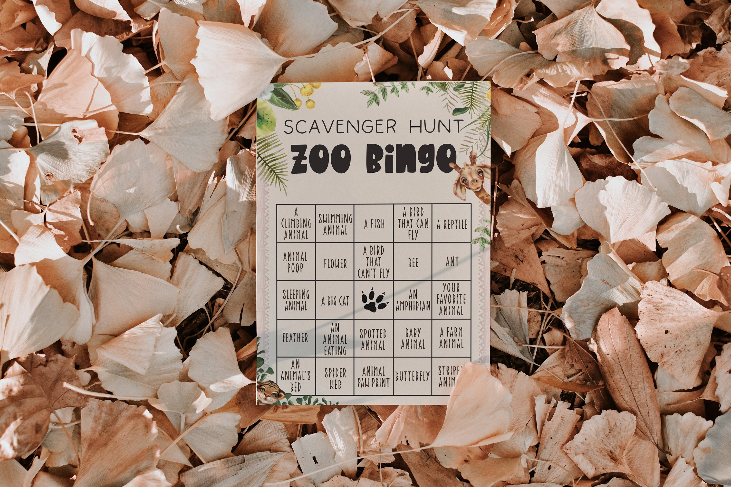 Zoo Scavenger Hunt Bingo Game | Birthday Party | Safari Birthday ...