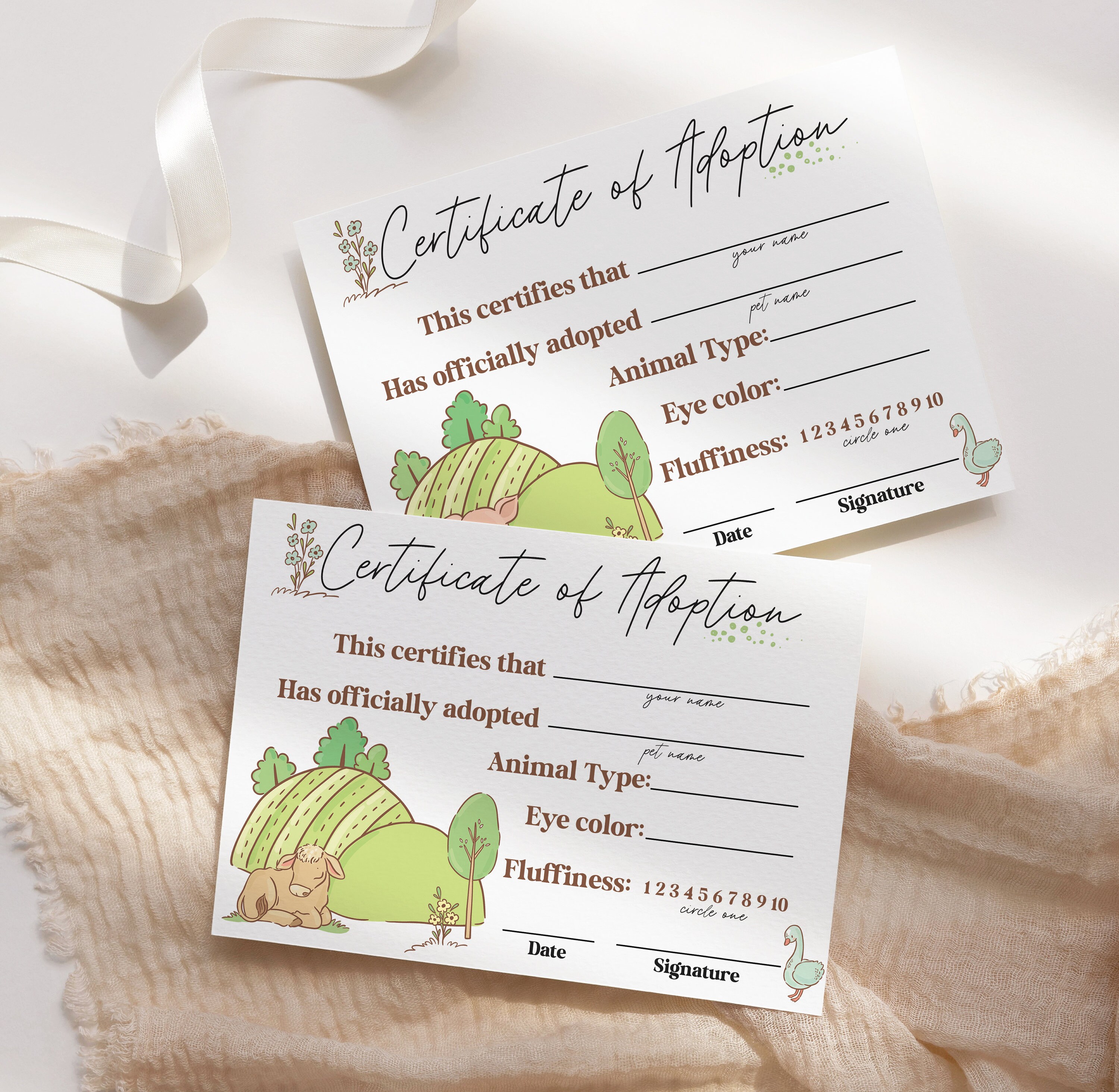 Adopt a Farm Animal Adoption Certificates & Sign Barnyard Birthday ...