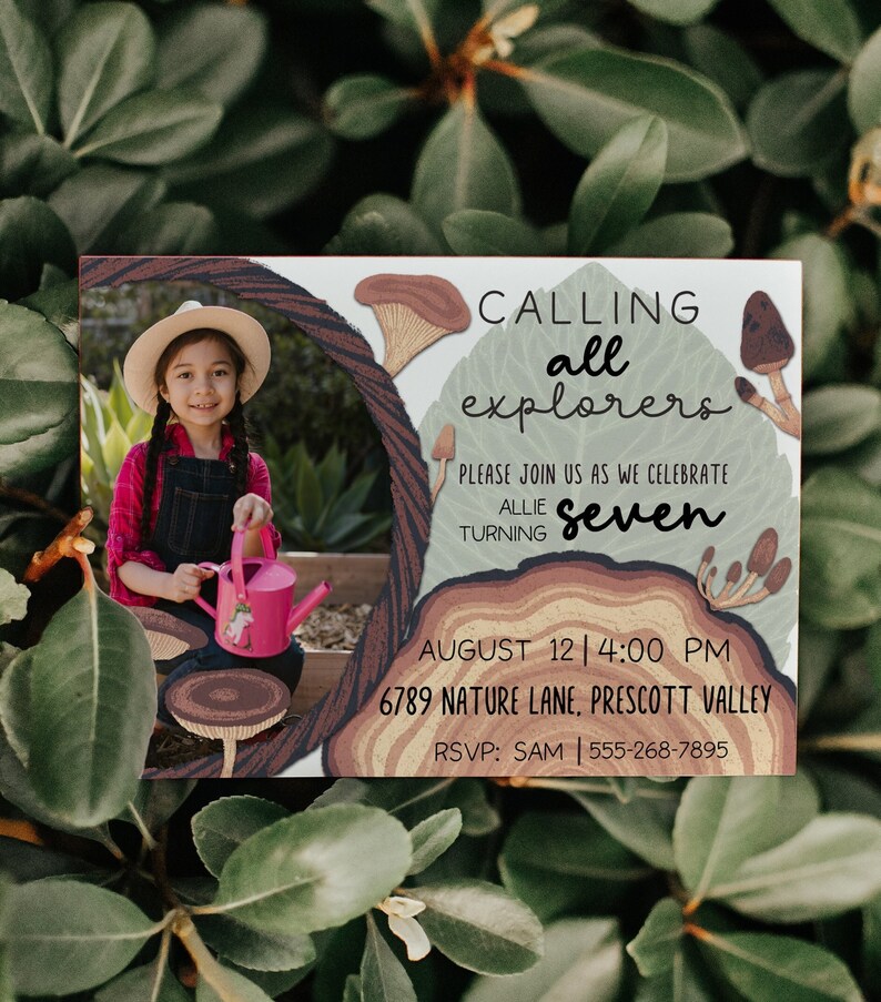 EDITABLE Outdoorsy Photo Birthday Party Invitation Nature Picture ...