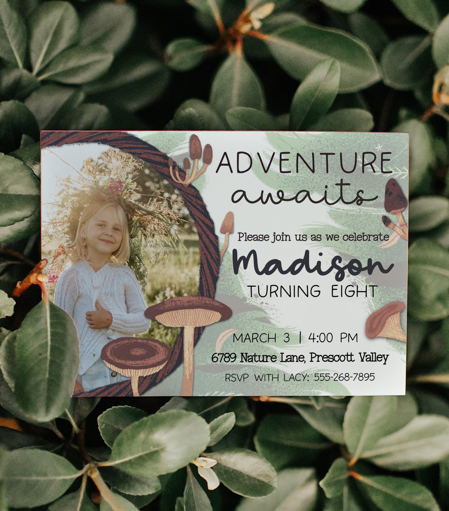 EDITABLE Outdoorsy Photo Birthday Party Invitation Nature Picture ...