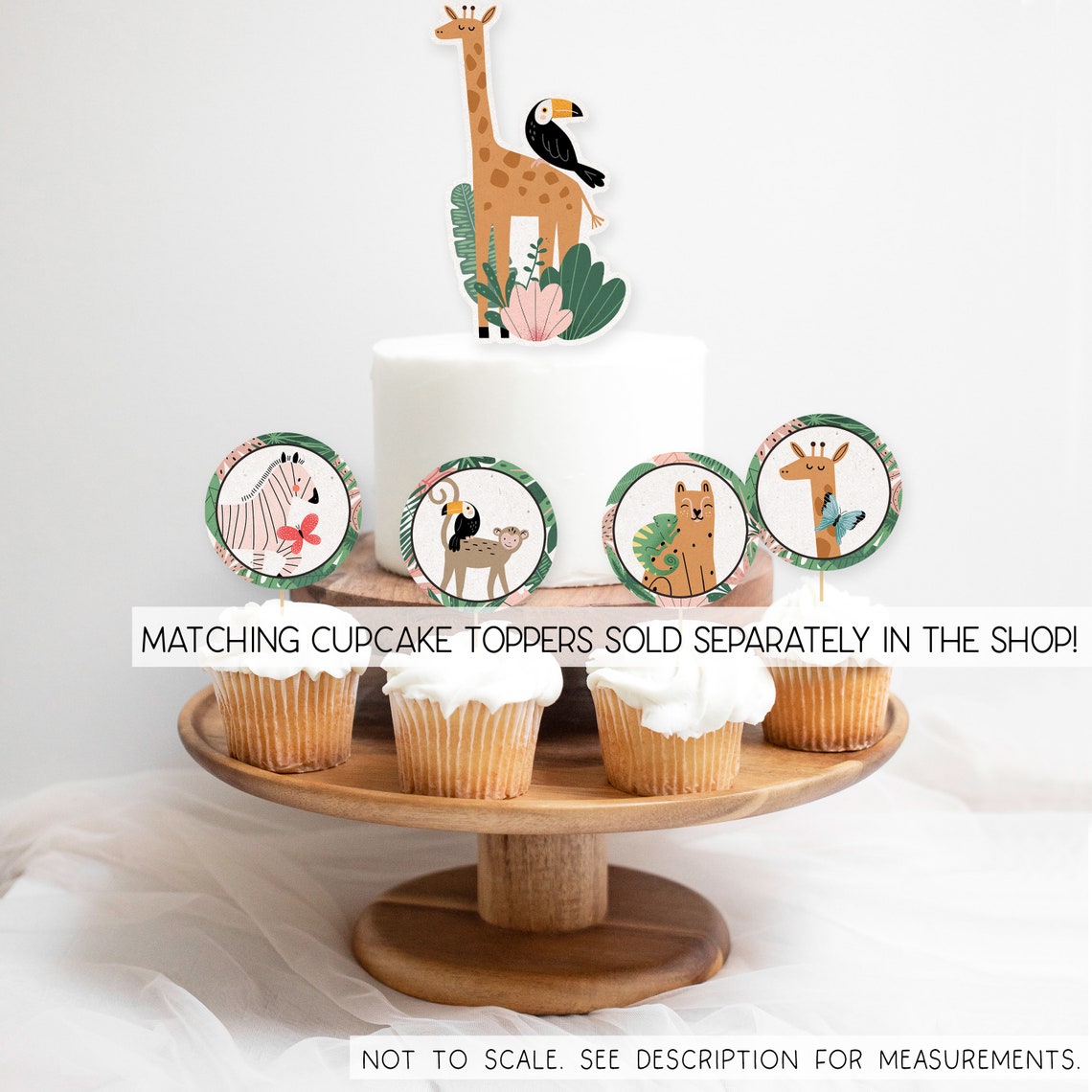 5 Printable Tropical Animal Cake Centerpieces Zoo Birthday Decor Jungle ...