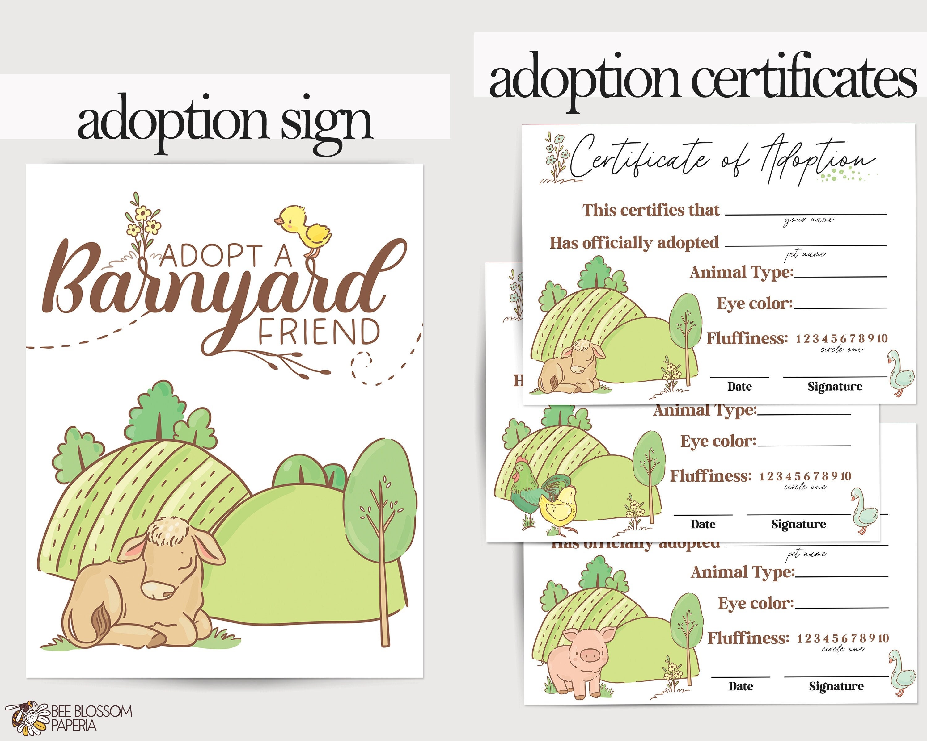 Adopt a Farm Animal | Adoption Certificates & Sign | Barnyard Birthday ...