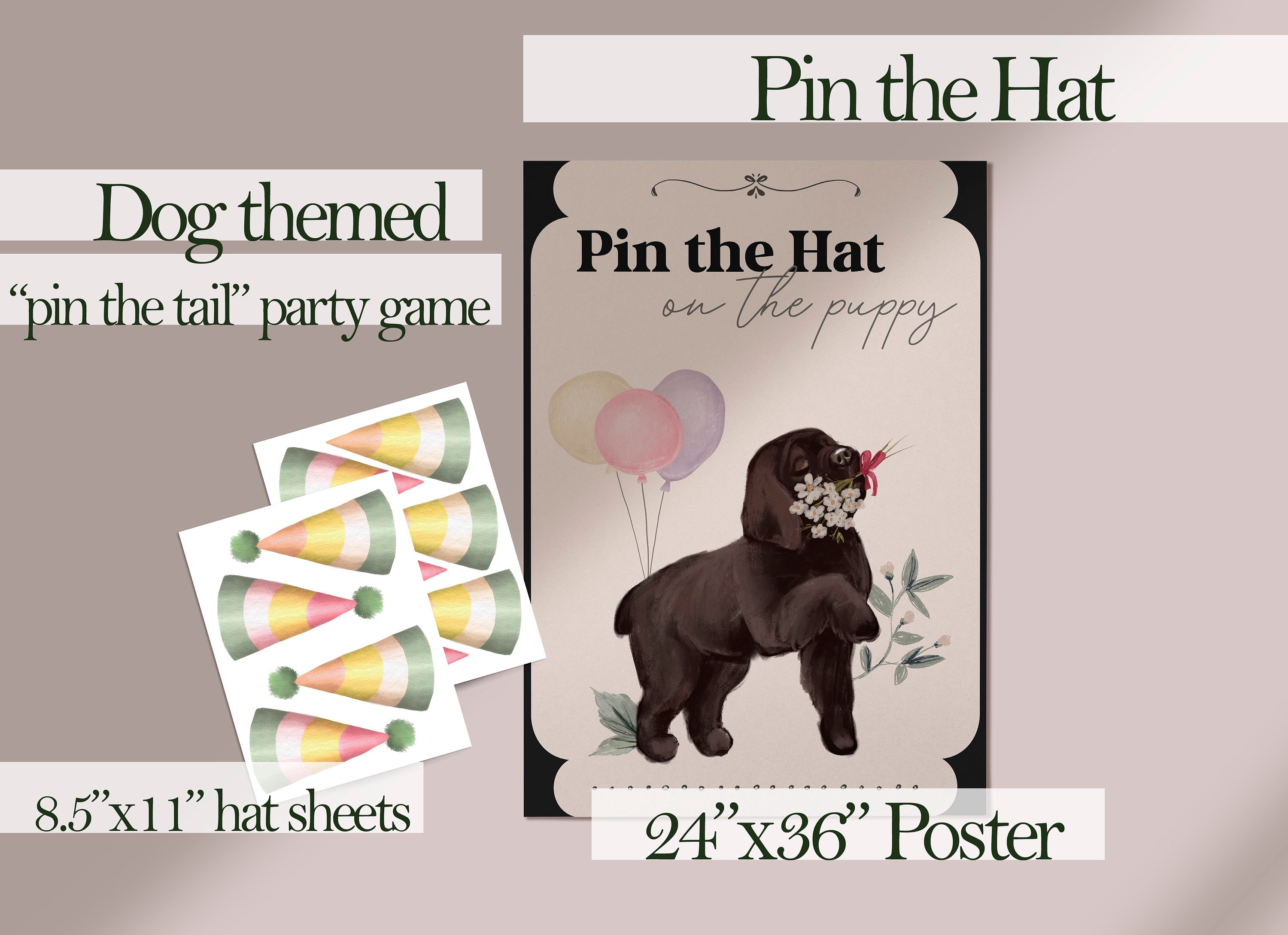 Pin the Hat on the Dog Game Pin the Tail on the Puppy Dog Birthday ...