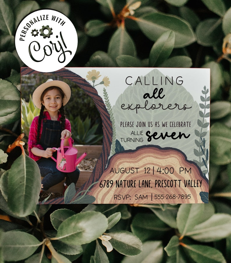 EDITABLE Outdoorsy Photo Birthday Party Invitation Nature Picture ...