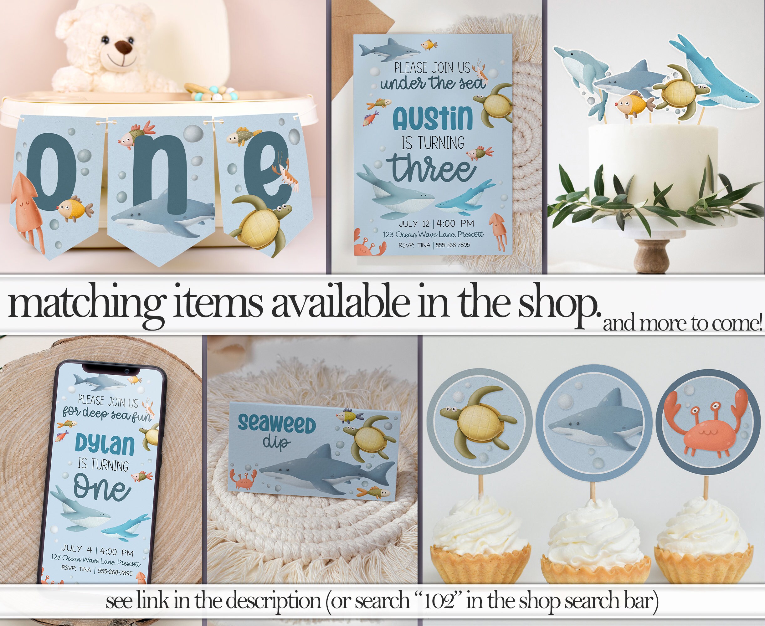 Editable Under the Sea Place Cards Ocean Food Labels Shark Birthday ...