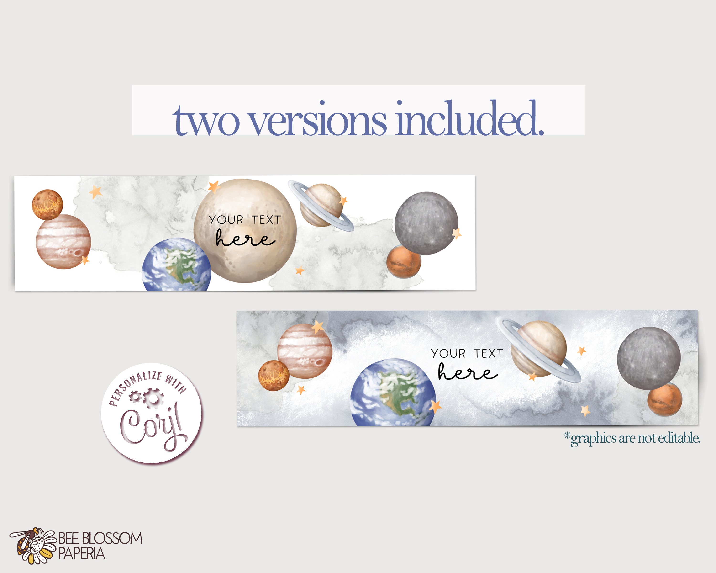 Editable Outer Space Water Bottle Labels Planets Birthday Decor ...