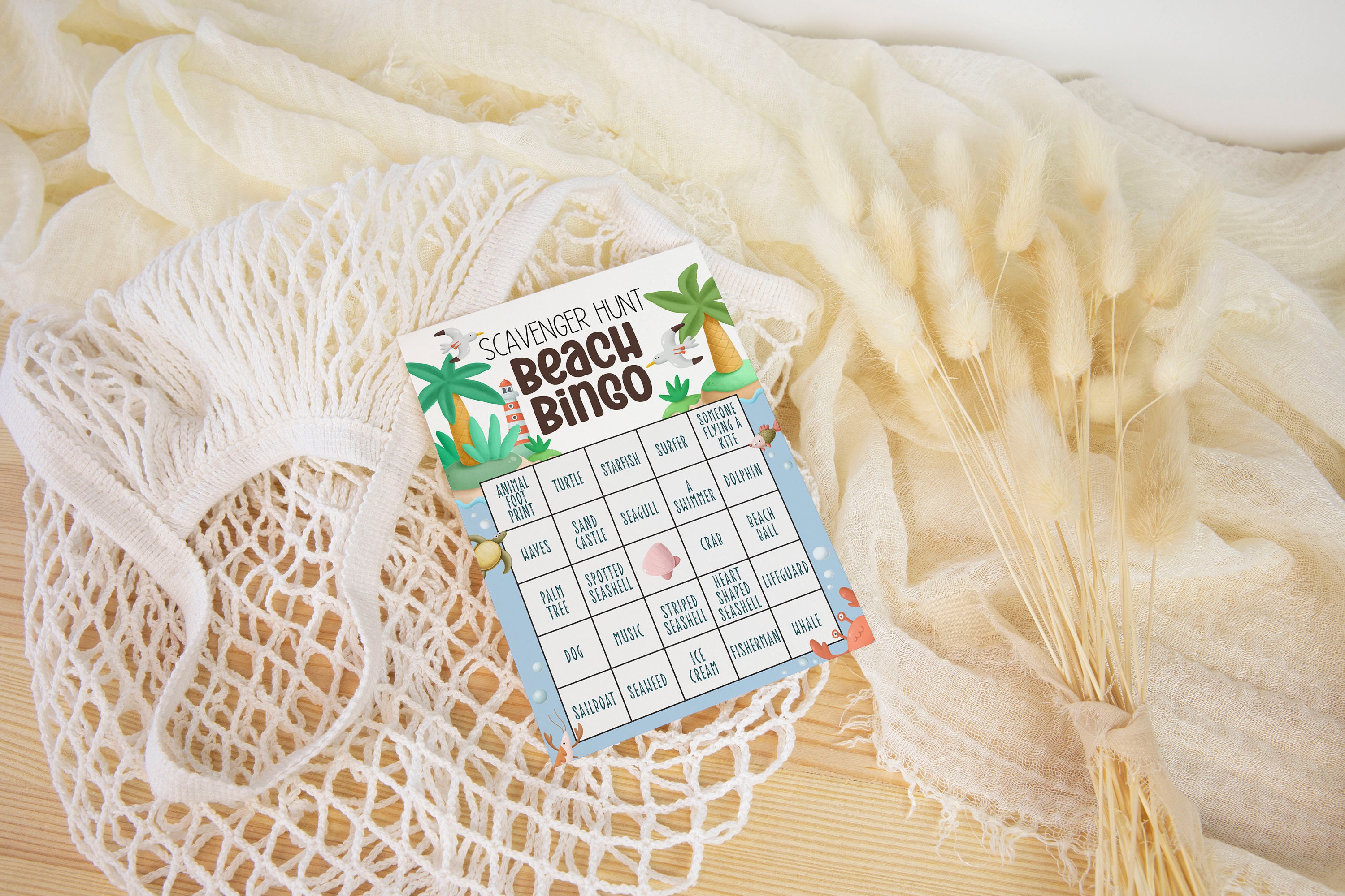 Beach Scavenger Hunt Bingo Game Shark Birthday Party Ocean Sea Birthday ...