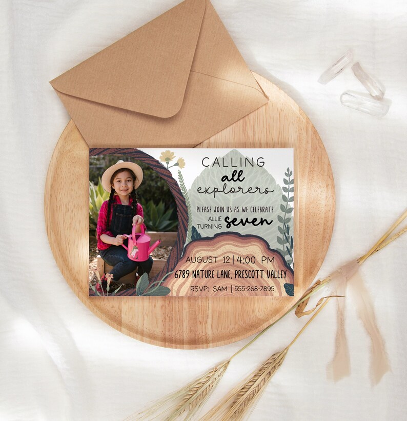 EDITABLE Outdoorsy Photo Birthday Party Invitation Nature Picture ...