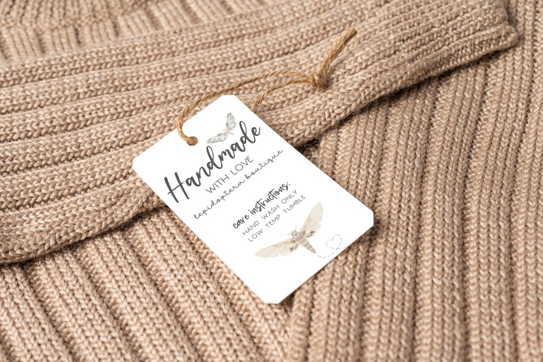 Editable Moth Product Tag Label | Custom Care Instructions Tag ...