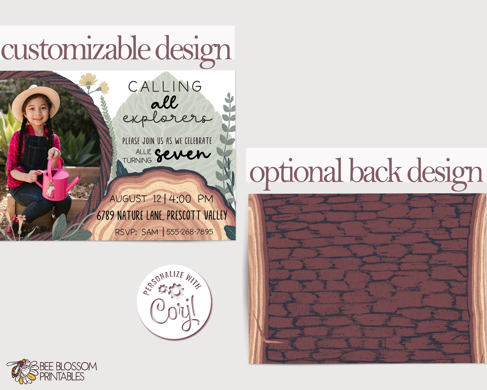 EDITABLE Outdoorsy Photo Birthday Party Invitation Nature Picture ...