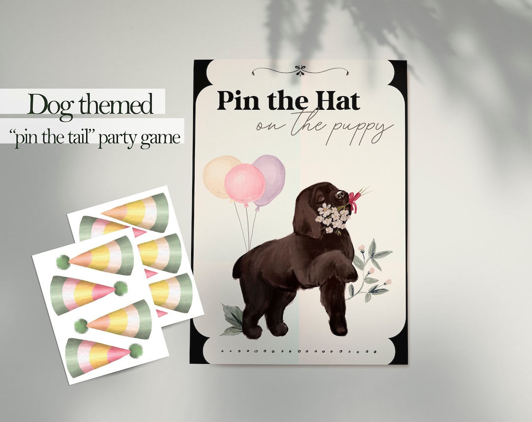 Pin the Hat on the Dog Game | Pin the Tail on the Puppy | Dog Birthday ...