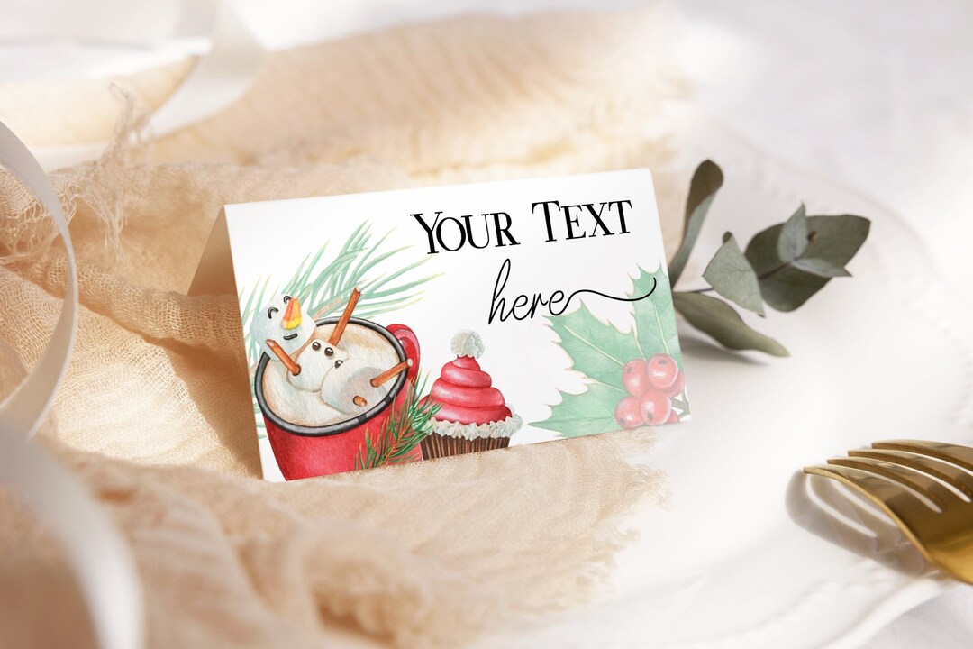 Editable Christmas Place Cards | Holiday Food Labels | Hot Cocoa ...