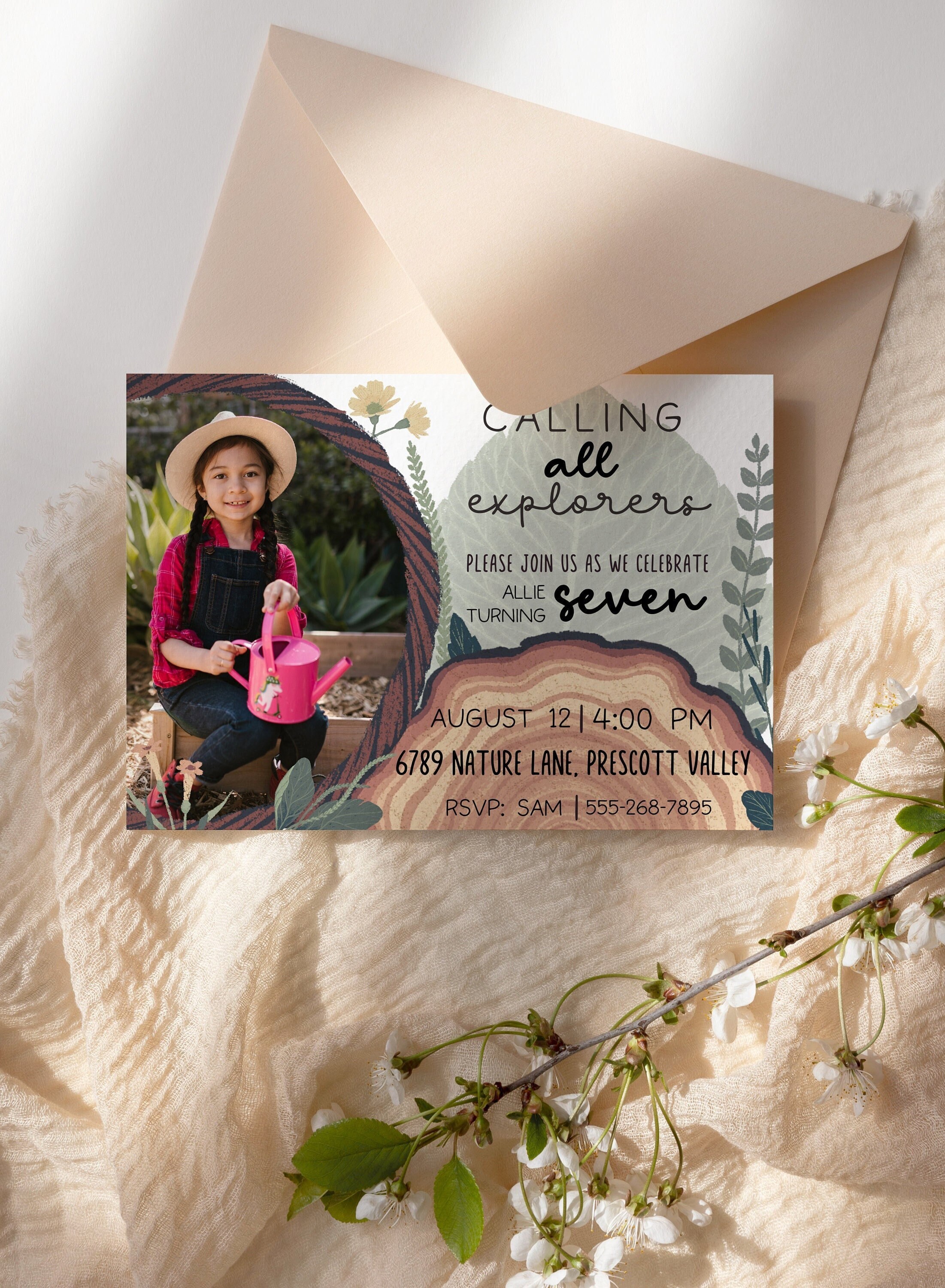EDITABLE Outdoorsy Photo Birthday Party Invitation Nature Picture ...