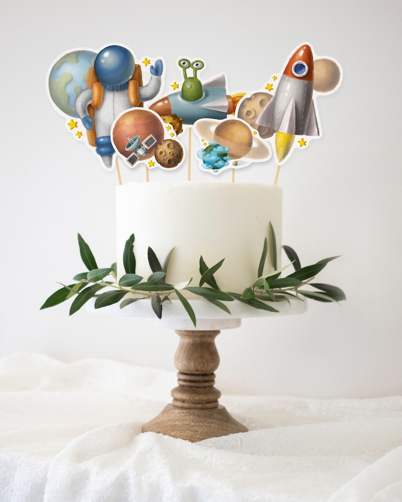 5 Printable Galaxy Birthday Cake Toppers | Astronaut Bday Cake ...