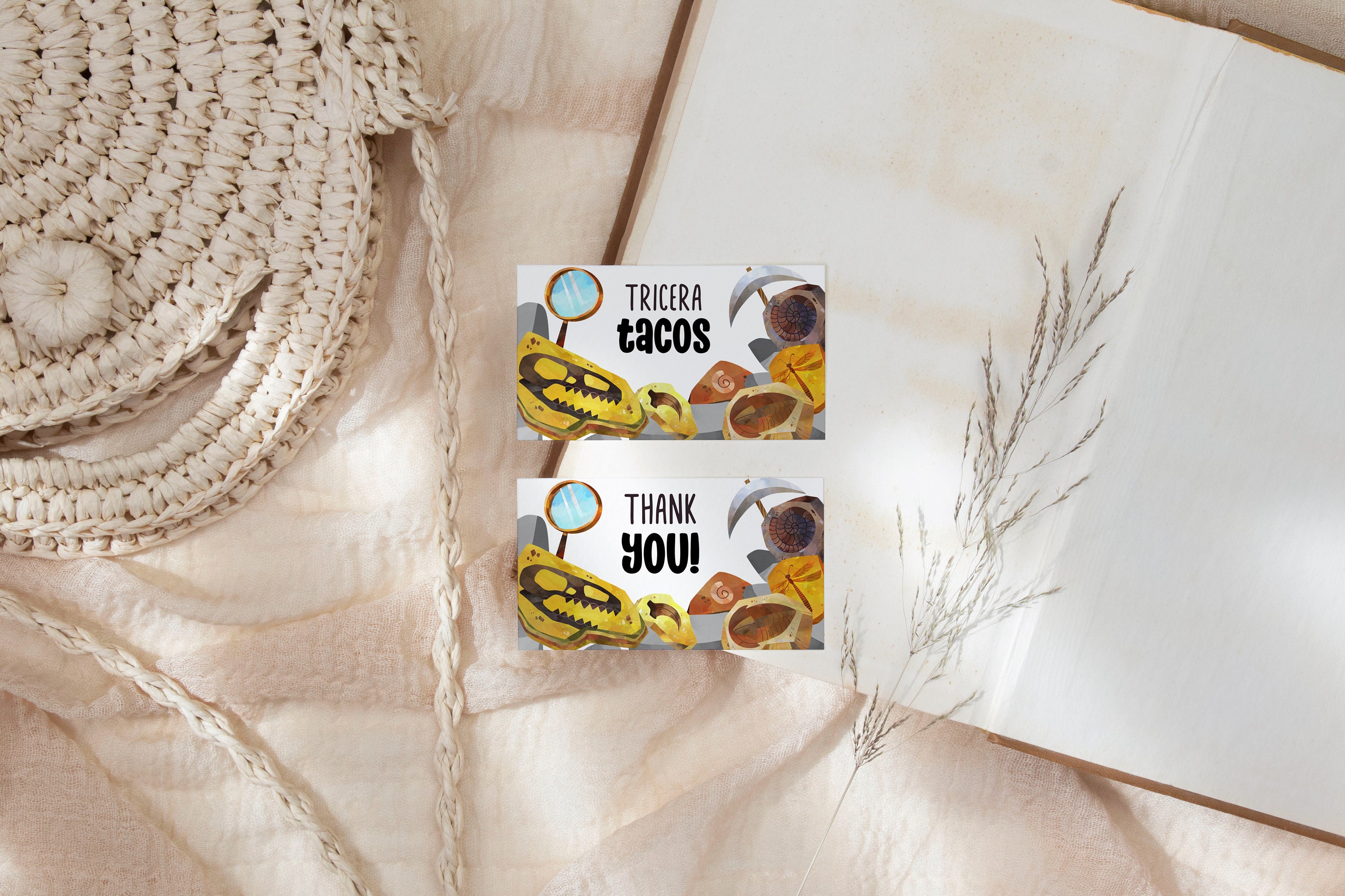 Editable Fossil Place Cards Dinosaur Food Labels Archeologist Birthday ...