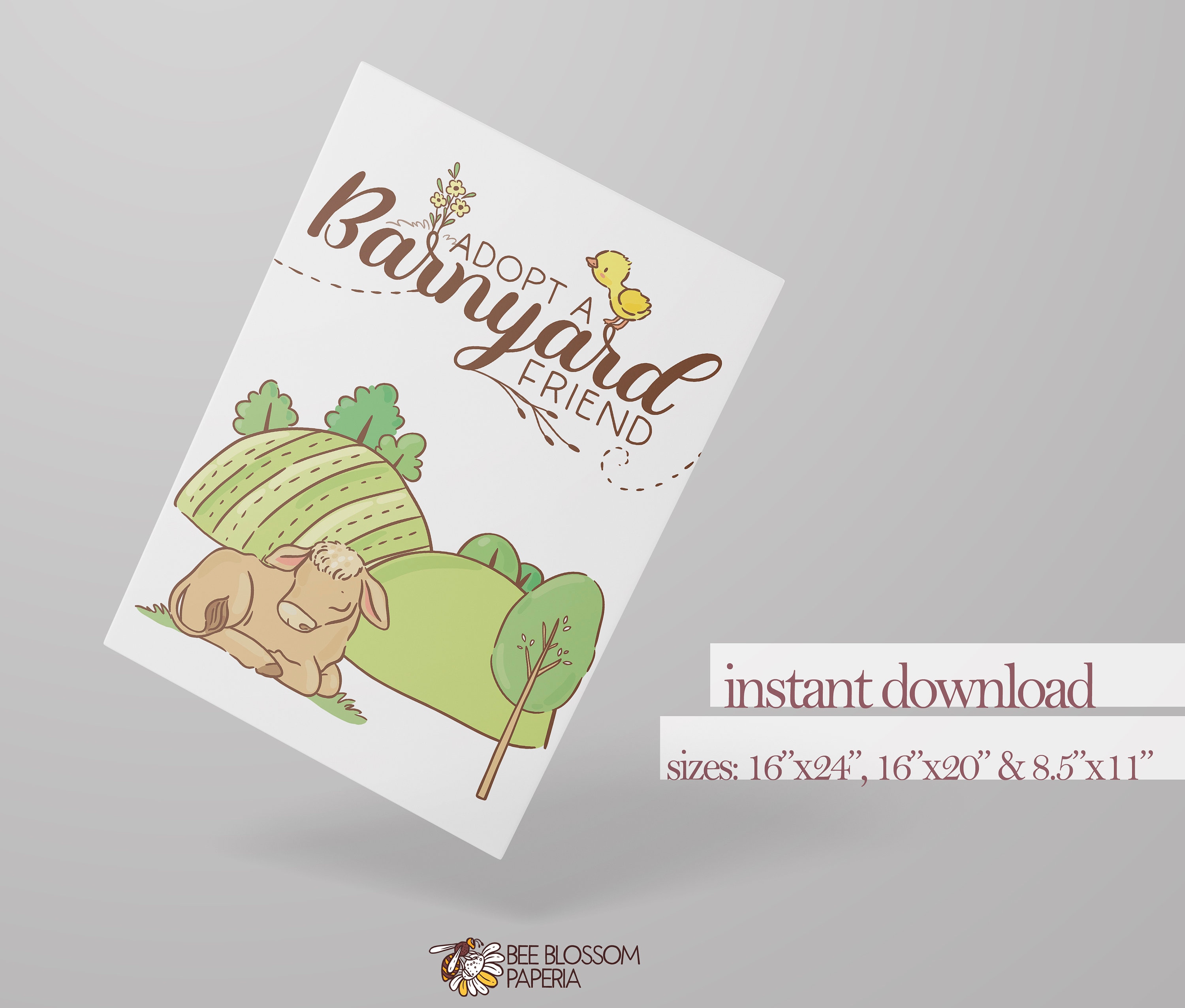 Farm Animal Adoption Sign Adopt an Animal Barnyard Birthday Homestead ...