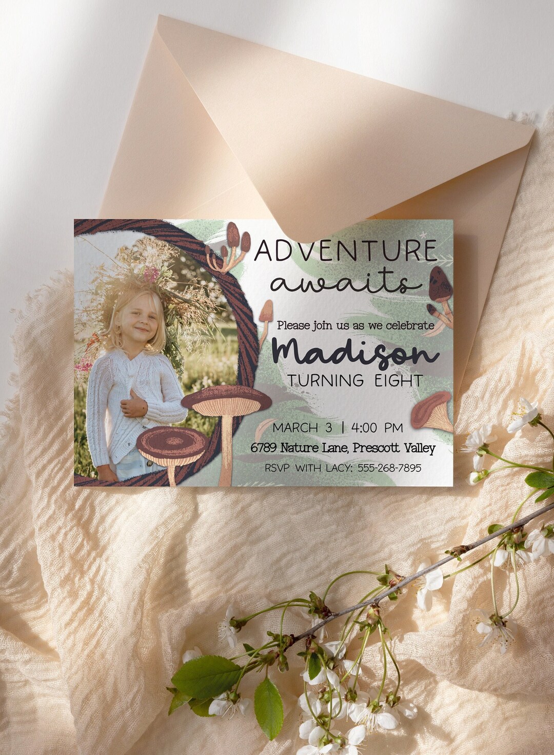 EDITABLE Outdoorsy Photo Birthday Party Invitation Nature Picture ...