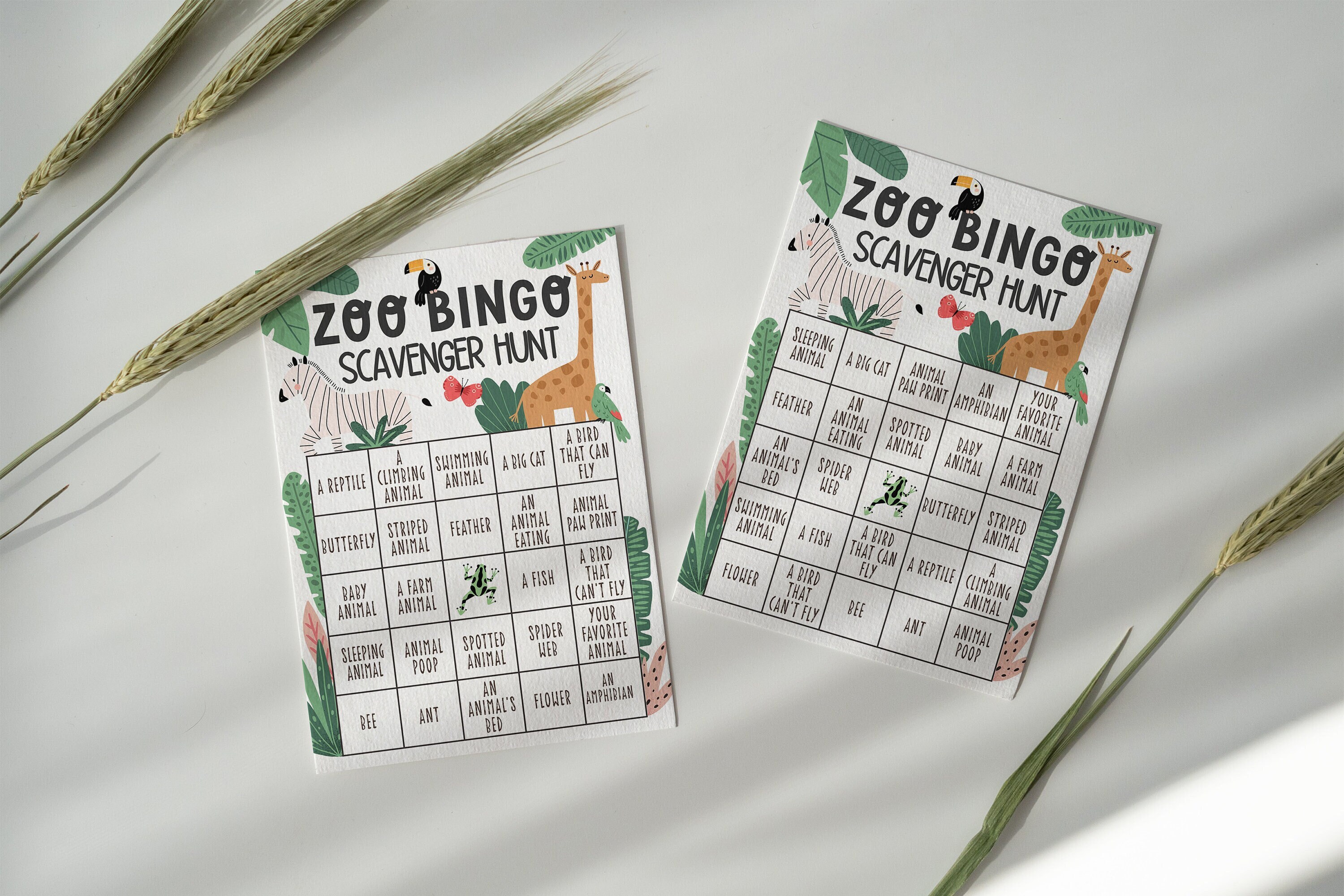 Zoo Scavenger Hunt Bingo Game | Tropical Animal Birthday Party | Tropic ...