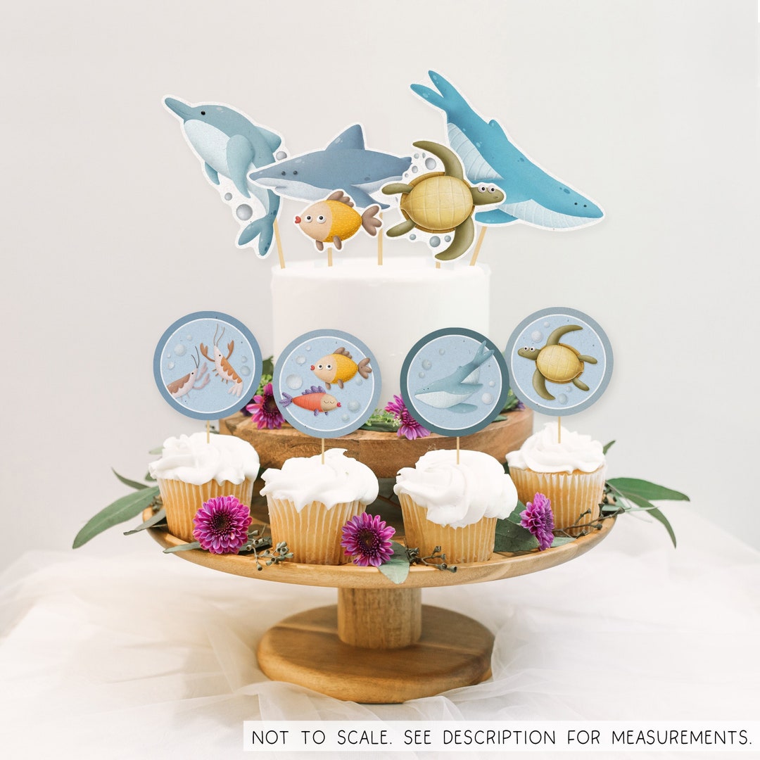 PRINTABLE Under the Sea Dessert Toppers | Ocean Bday Cake Centerpiece ...