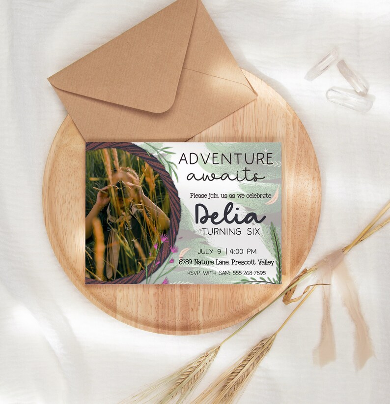 EDITABLE Outdoorsy Photo Birthday Party Invitation | Nature Picture ...