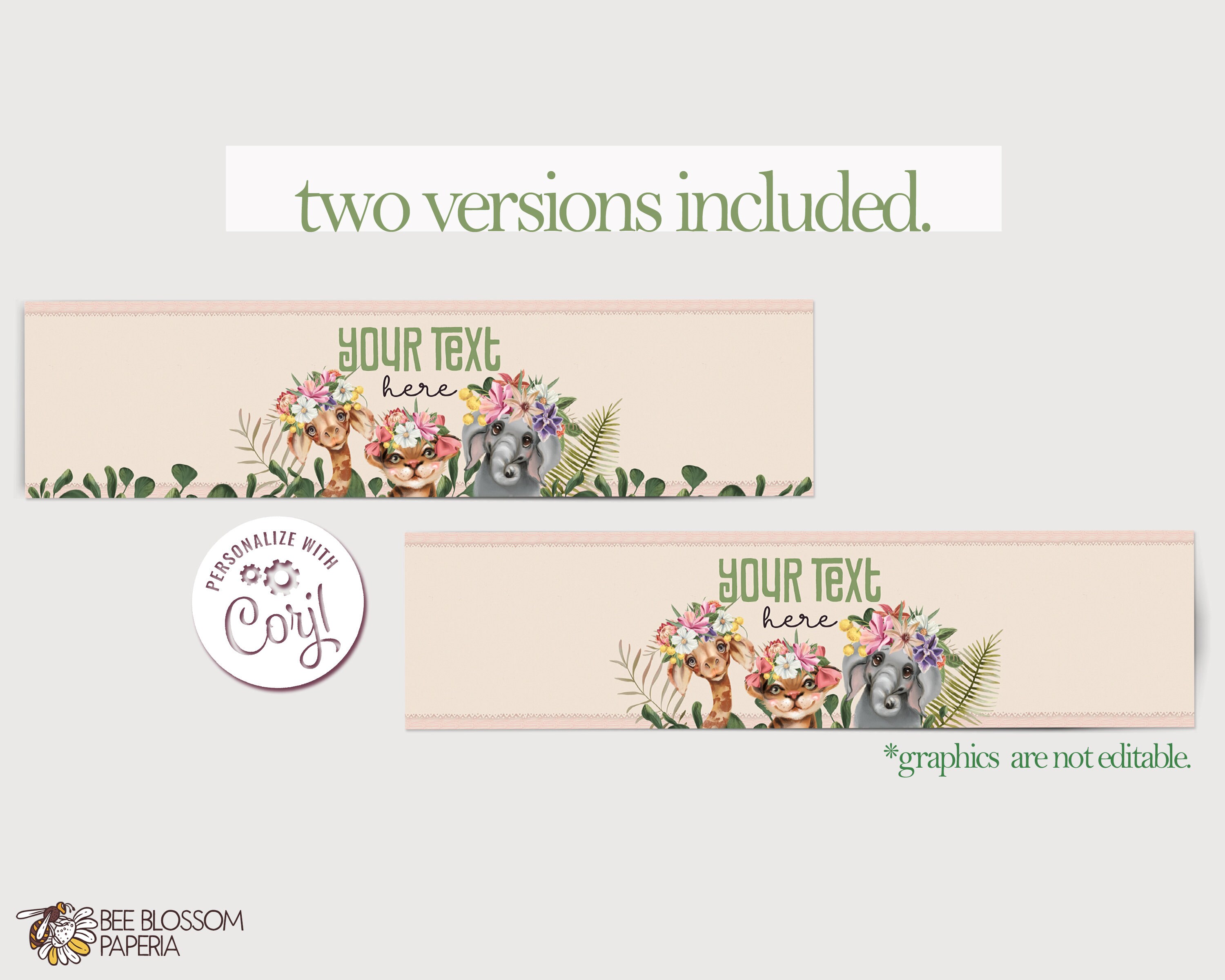 EDITABLE Safari Animal Water Bottle Label Cute Jungle Birthday Party ...