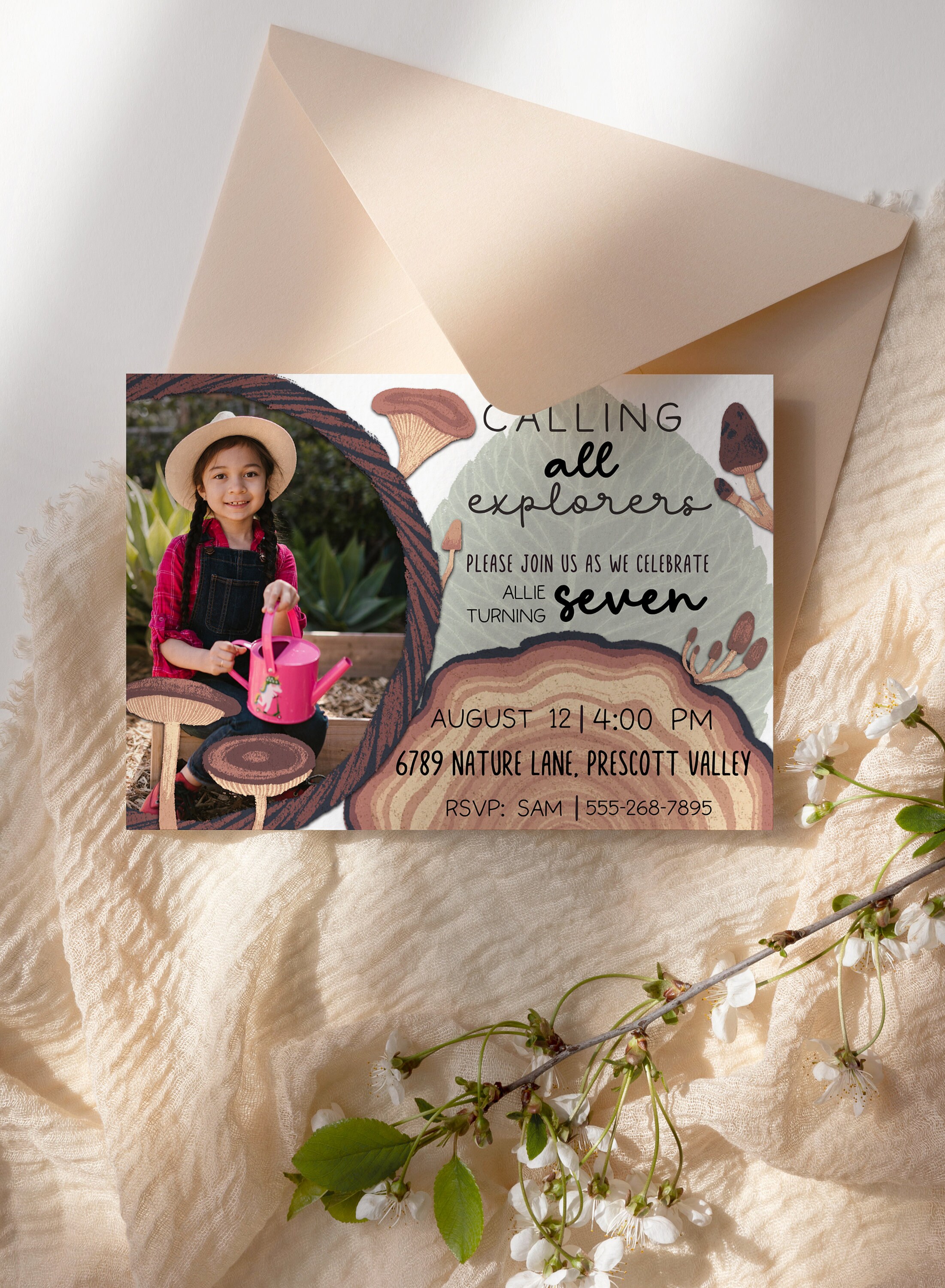 EDITABLE Outdoorsy Photo Birthday Party Invitation Nature Picture ...