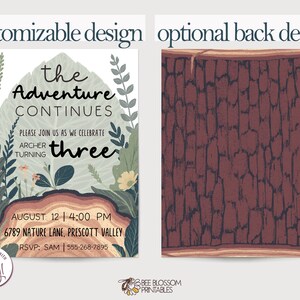 EDITABLE Adventure Birthday Invitation | Forest Plant Card | Outdoorsy ...