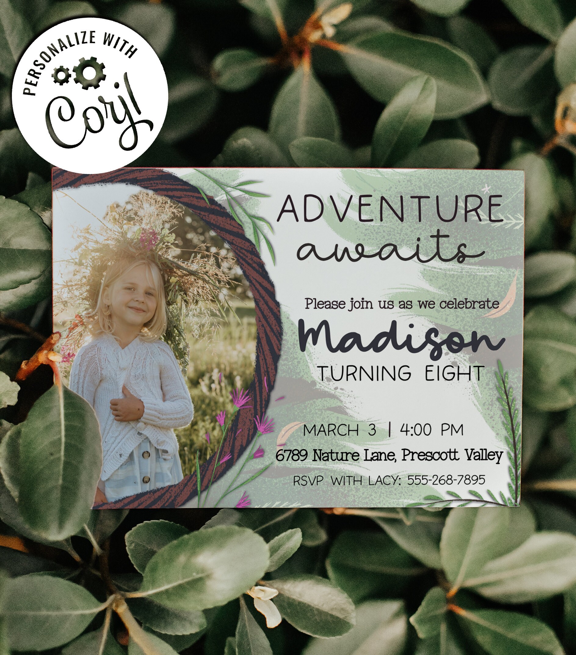 EDITABLE Outdoorsy Photo Birthday Party Invitation Nature Picture ...