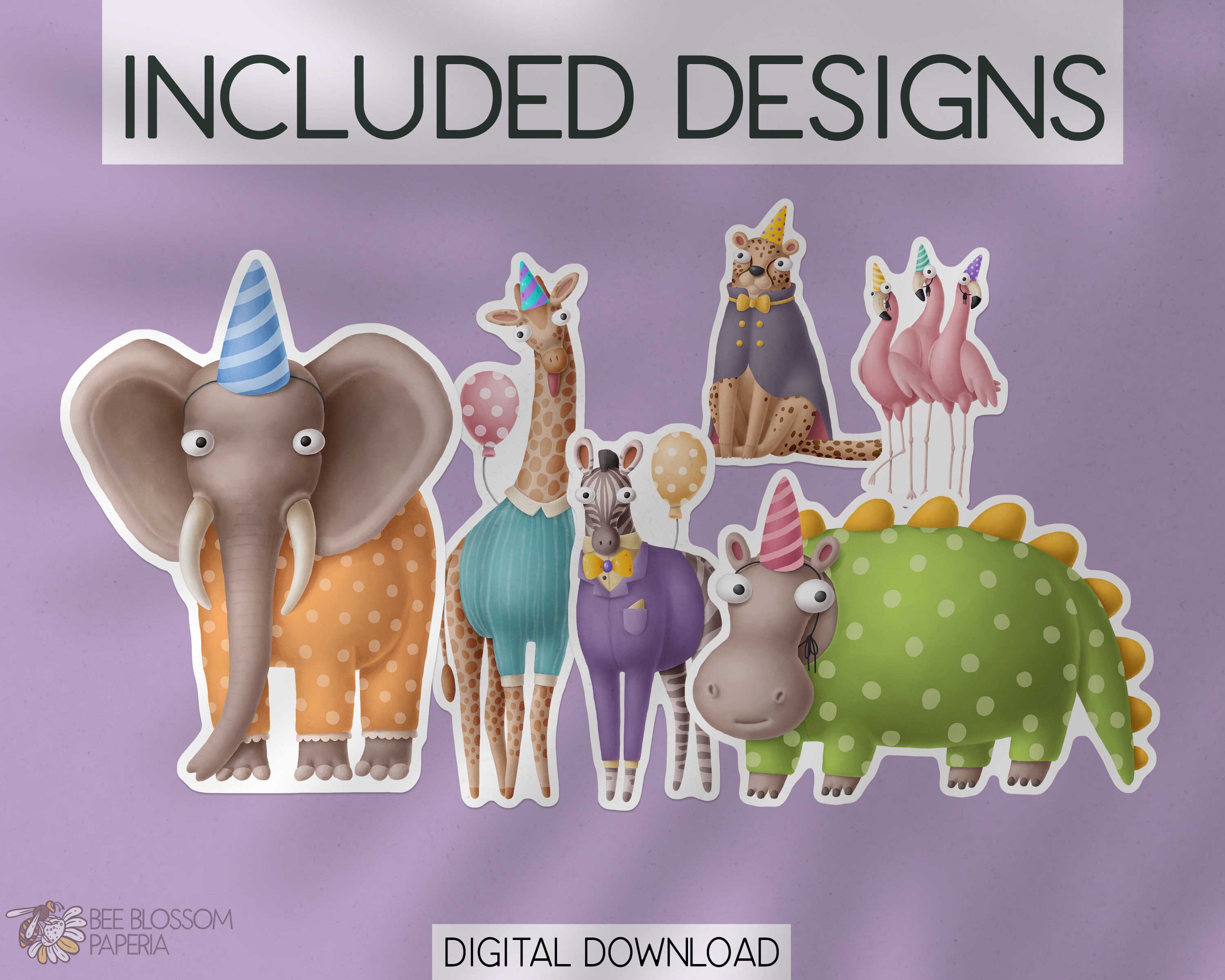 6 Printable Party Animal Cake Centerpieces Zoo Birthday Decor Safari ...