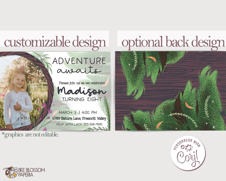 EDITABLE Outdoorsy Photo Birthday Party Invitation | Nature Picture ...