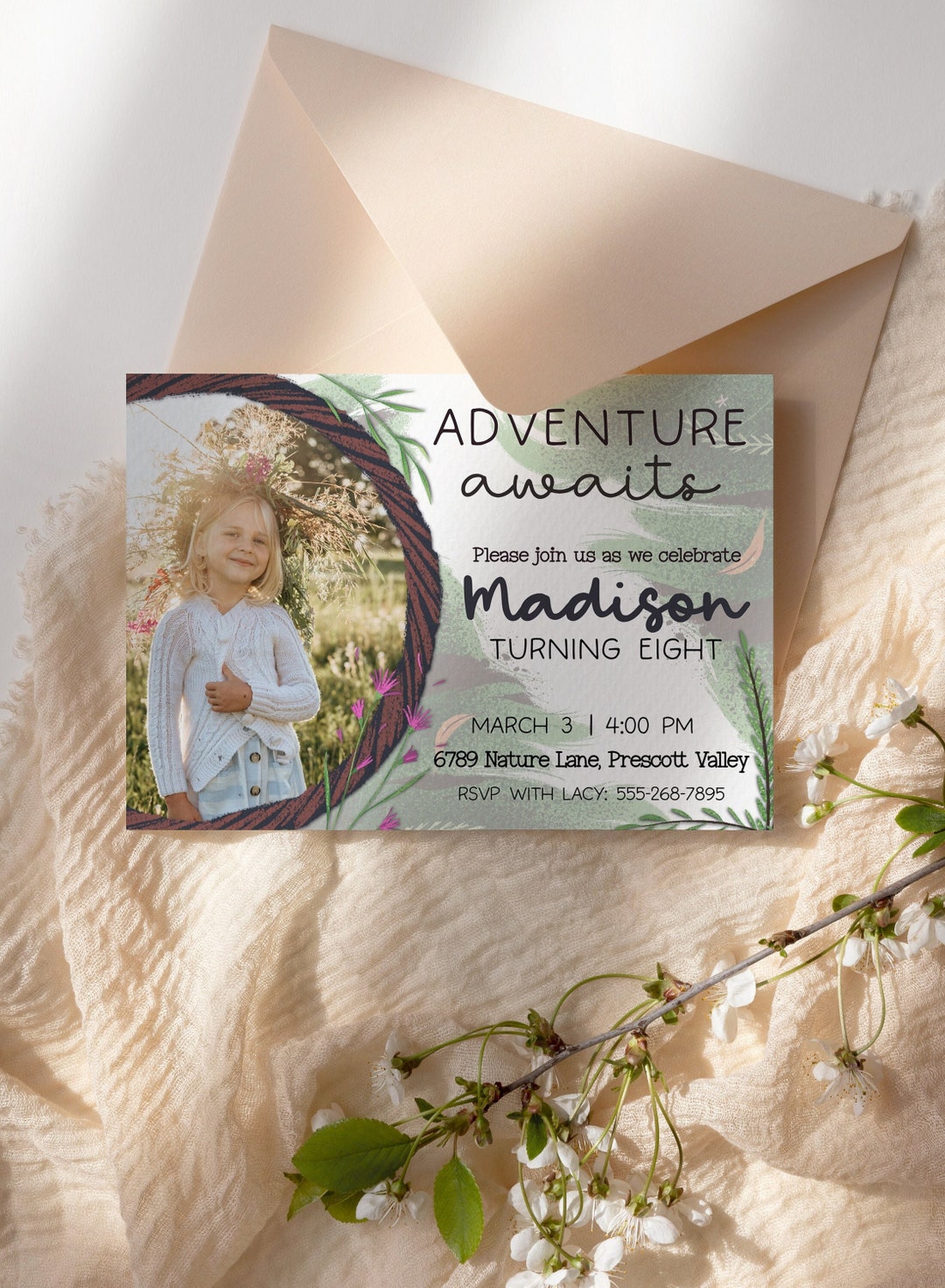 EDITABLE Outdoorsy Photo Birthday Party Invitation | Nature Picture ...