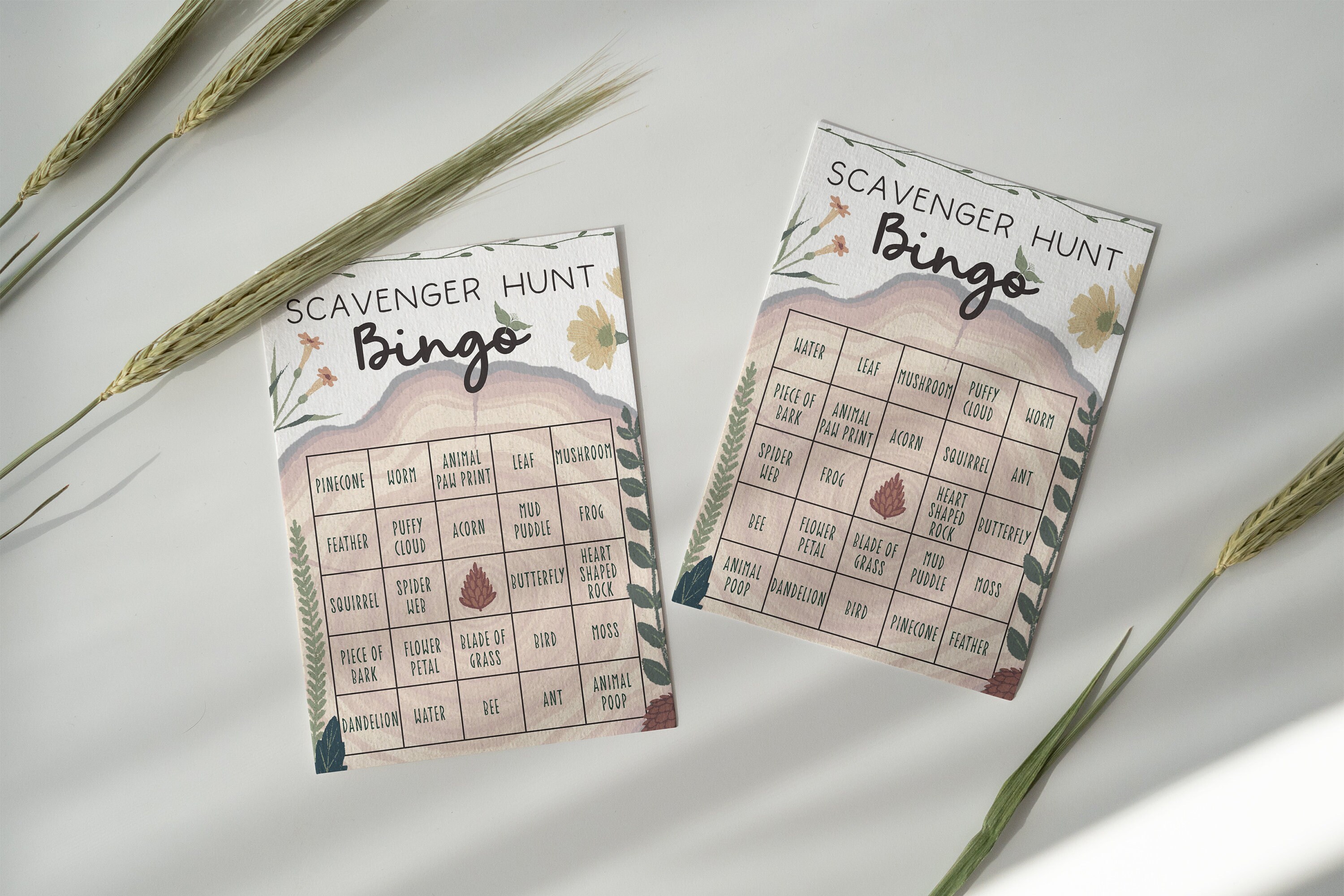 Nature Scavenger Hunt Bingo Game Birthday Party Woodsy Outdoorsy ...