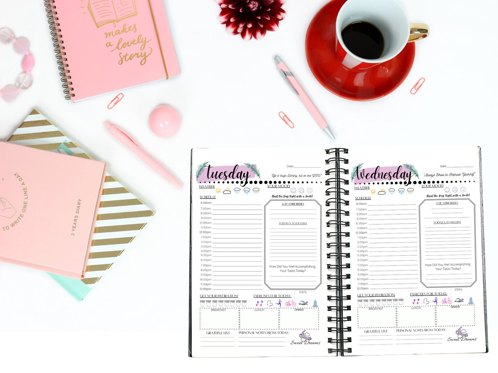 Printable 7 Day Planner/scheduler Letter Size 8in X 11in Inspirational ...