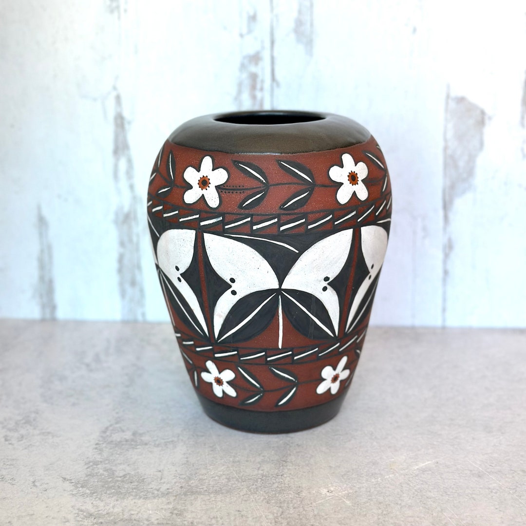 Southwest Butterfly Vase, Pottery Vase, Handmade Pottery Vase, Ceramic ...